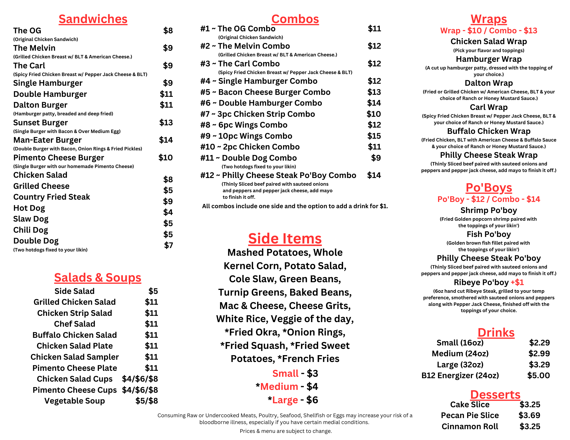 Downtown – Menu – Dalton's